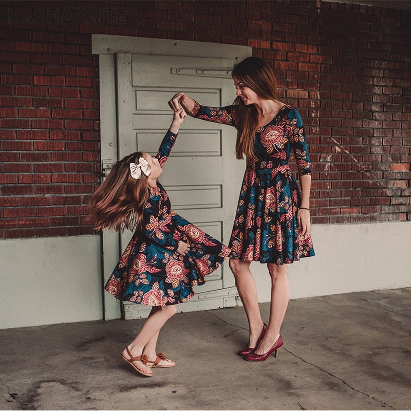Mom & Me Vintage Floral Mini Dress - Abby Apples Boutique